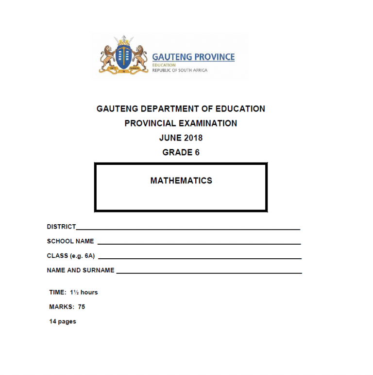 Gr 6 Past Provincial Papers Maths - Learning with Mrs Du Preez