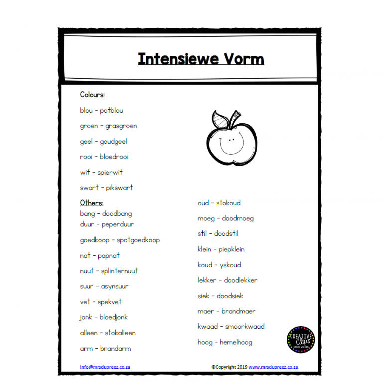 Intensiewe Vorm - Black and White - Learning with Mrs Du Preez